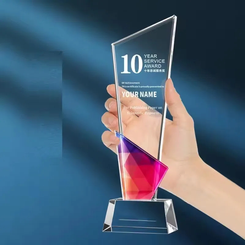 Crystal V Shape Award | Custom Engraving UAE